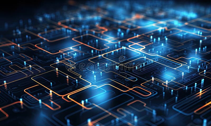 A Detailed View of a Computer Circuit Board Stock Illustration ...