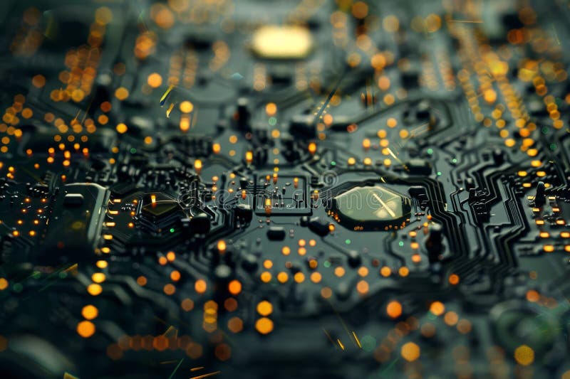 Detailed View of a Computer Circuit Board with Intricate Patterns ...