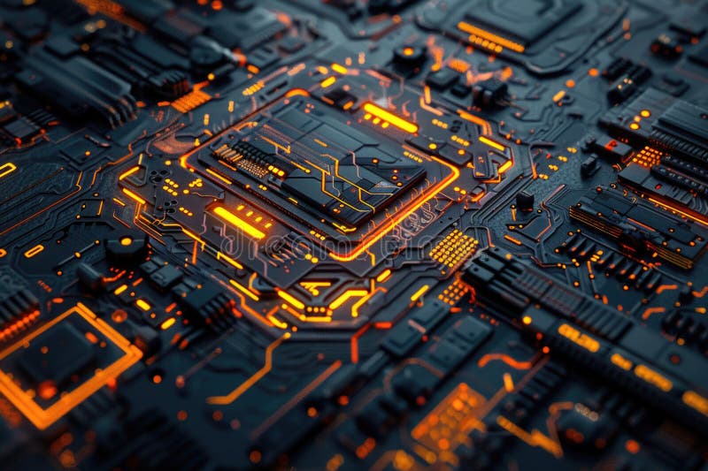 Detailed View of a Computer Circuit Board. Perfect for Technology ...