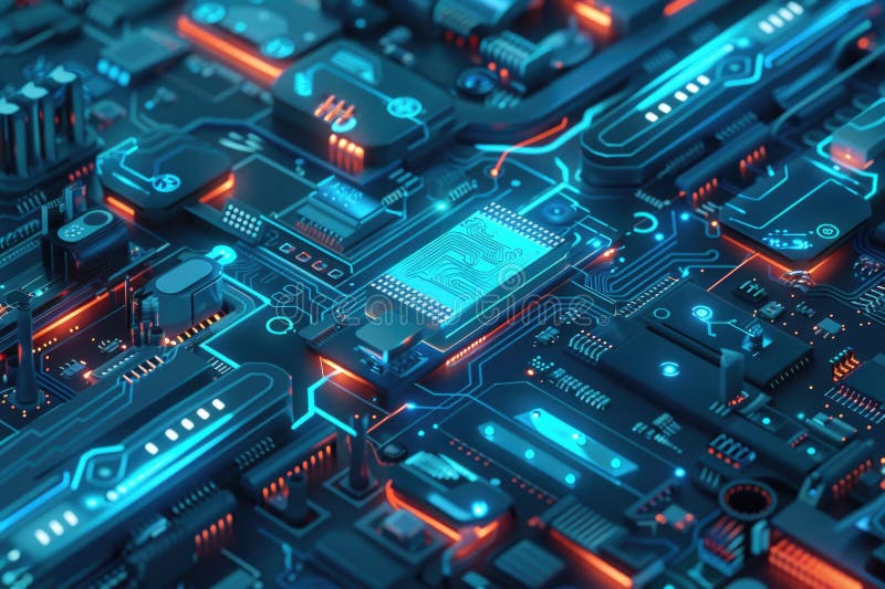 Detailed View of a Computer Circuit Board, Perfect for Technology ...