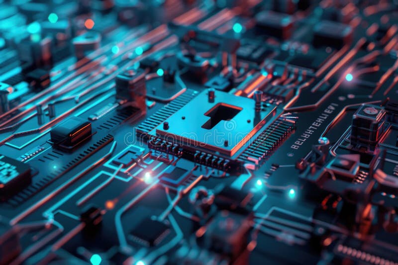 Detailed View of a Computer Circuit Board with Various Components and ...