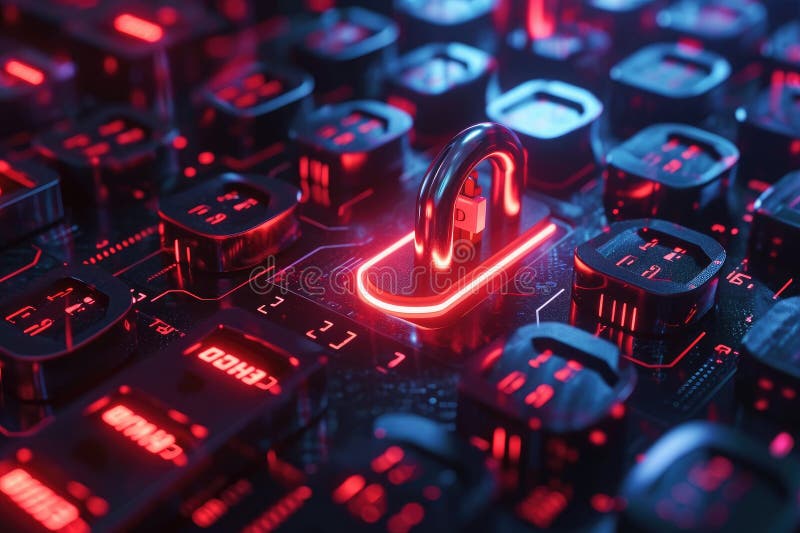 A Detailed View of a Computer Keyboard Featuring Bright Red ...