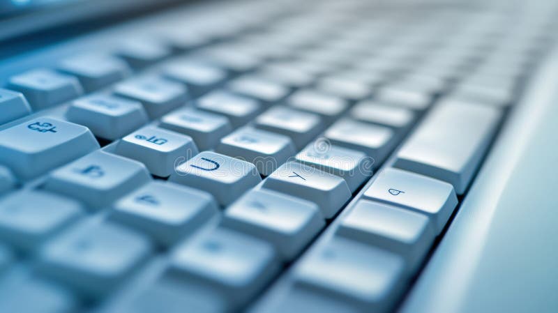 Close Up View of a Computer Keyboard with Soft Lighting Highlighting ...