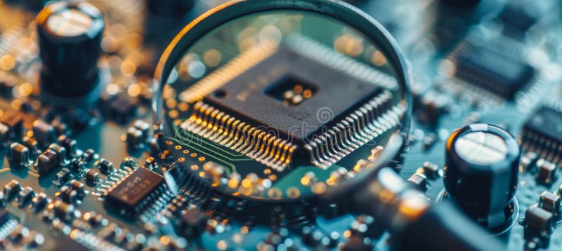 Detailed View of Computer Microchips on Electronic Circuit Board ...