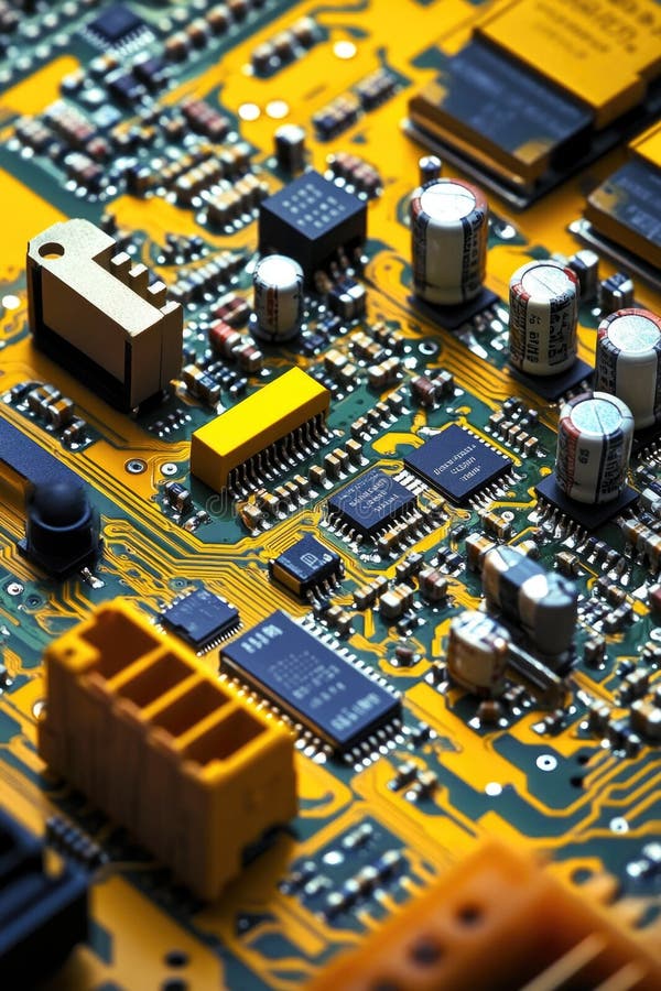 A Detailed View of a Computer Motherboard Components Stock Photo ...