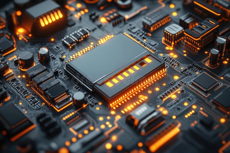 A Detailed View of a Computer Motherboard Components Stock Image ...