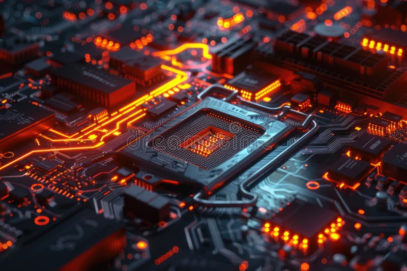 A Detailed View of a Computer Motherboard Components and Circuitry ...