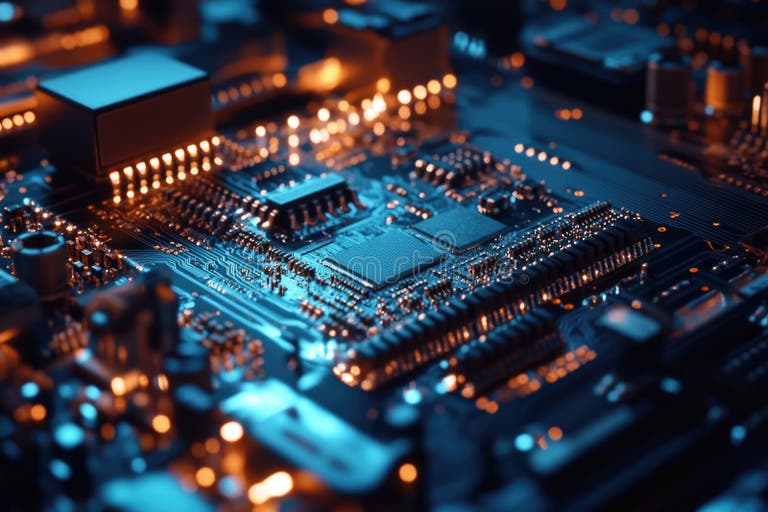A Detailed View of a Computer Motherboard Components and Circuitry ...