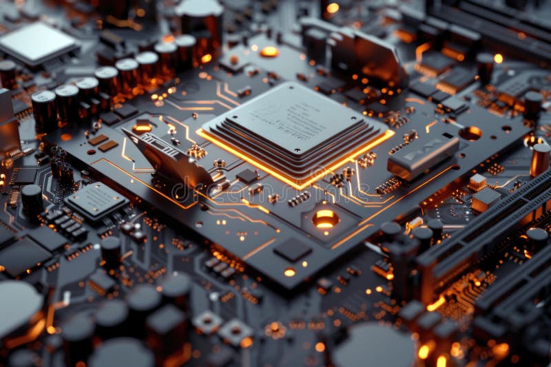 A Detailed View of a Computer Motherboard Components Stock Photo ...