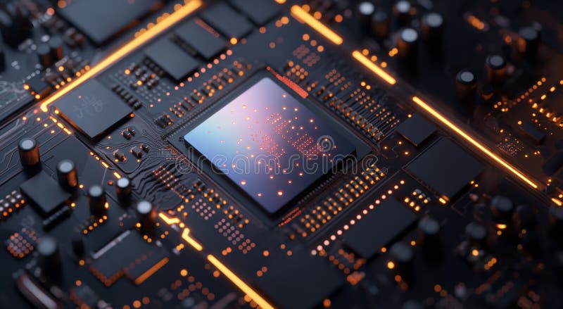 A Detailed View of a Computer Motherboard Featuring a CPU Stock ...