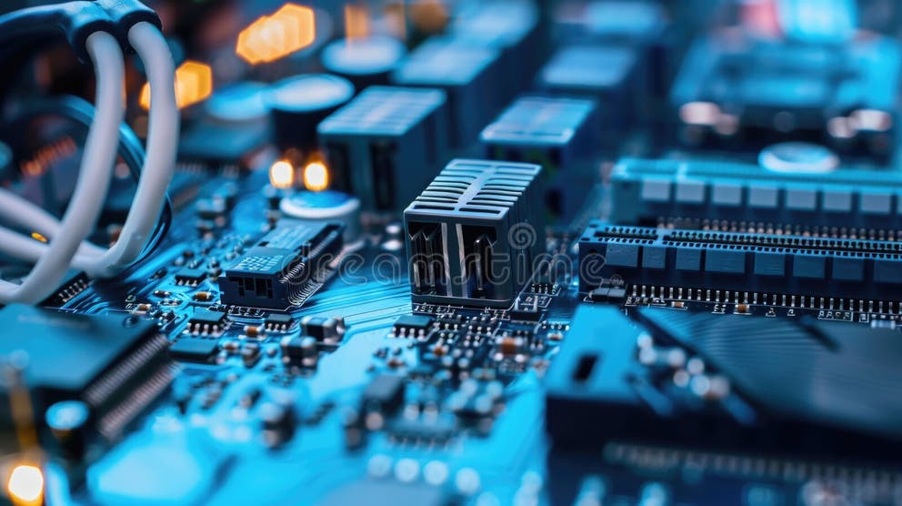 Detailed View of a Computer Motherboard, Ideal for Technology Concepts ...