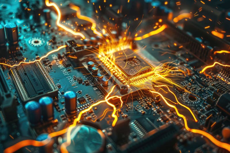 A Detailed View of a Computer Motherboard S Components and Circuitry ...