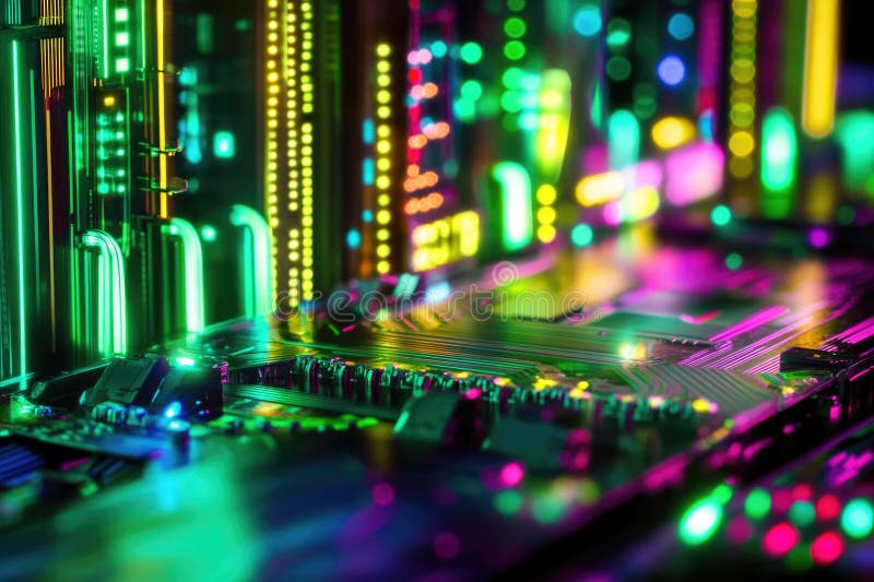 A Detailed View of a Computer Motherboard S Internal Components Stock ...