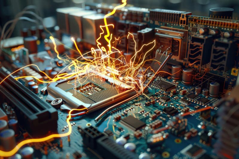 A Detailed View of a Computer Motherboard with Various Components and ...