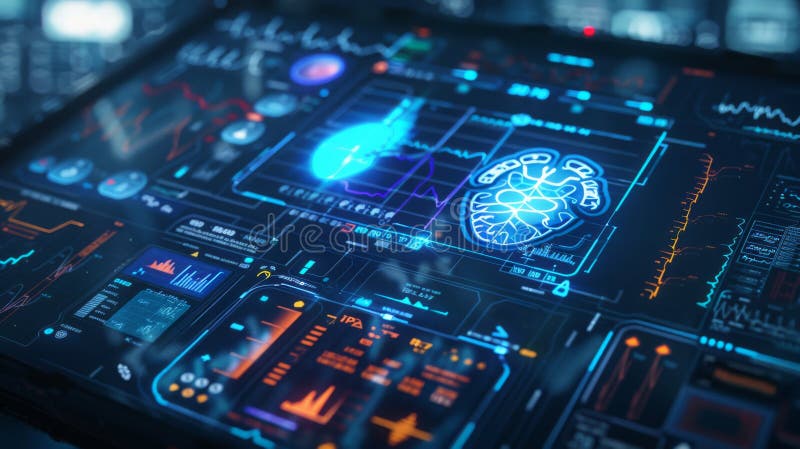 Close Up of Computer Screen Showing Brain Stock Photo - Image of ...