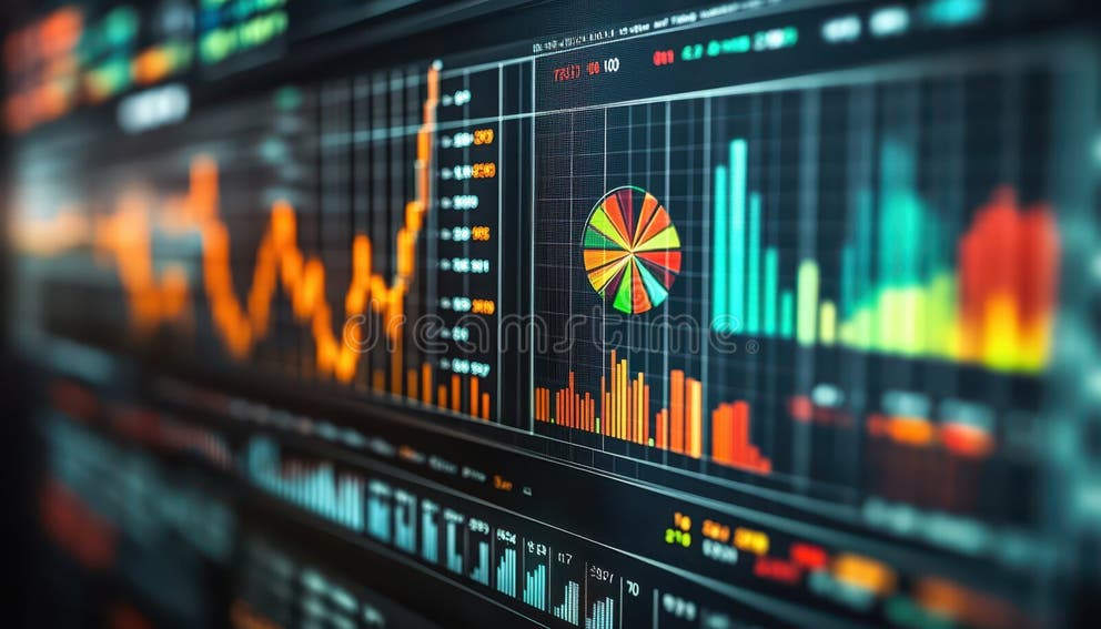 A Detailed View of a Computer Screen Displaying Various Colorful Graphs ...