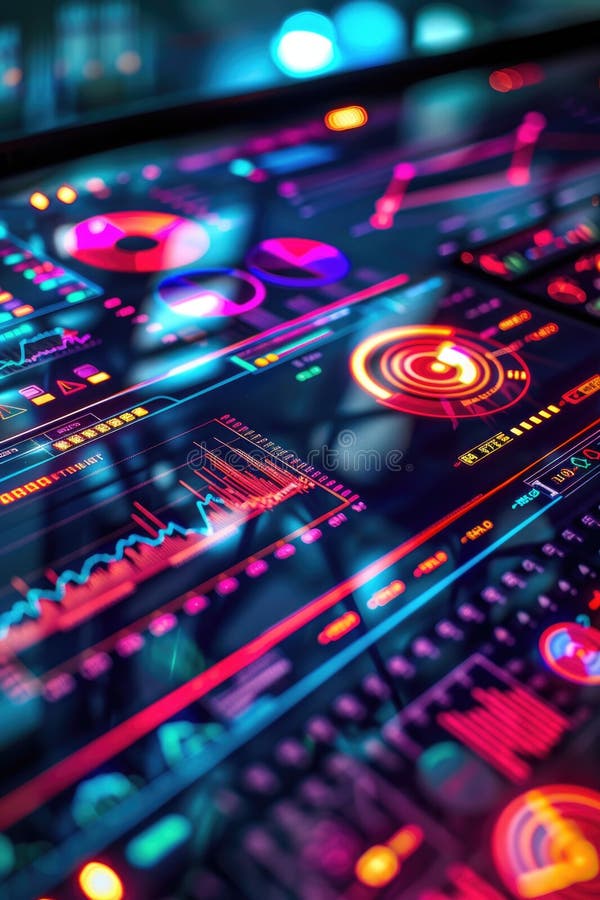 A Detailed View of a Computer Screen with Various Lights. Ideal for ...