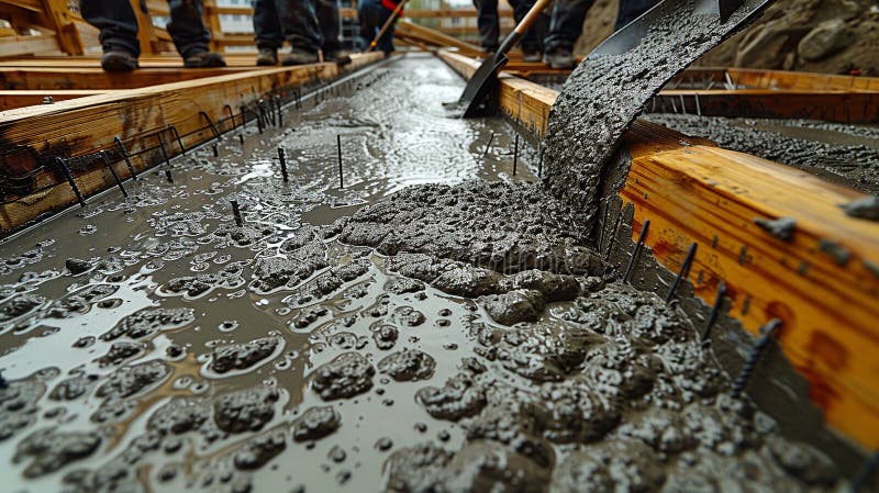 Detailed View of Concrete Pouring Process on Construction Site. AI ...