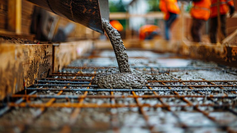 Detailed View of Concrete Pouring Process on Construction Site. AI ...