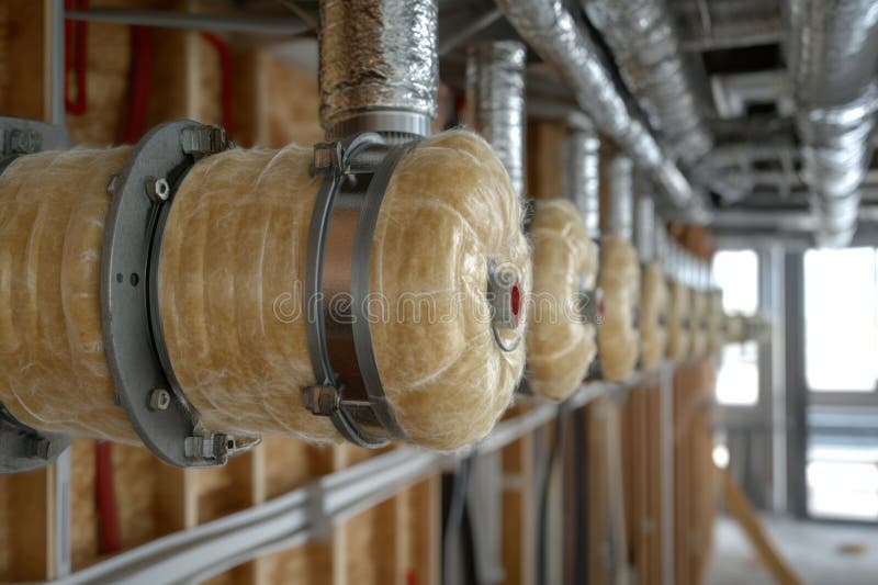 Detailed View of Construction Insulation in Progress at a Commercial ...