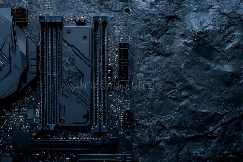 Detailed View of a Contemporary Computer Motherboard Featuring Complex ...
