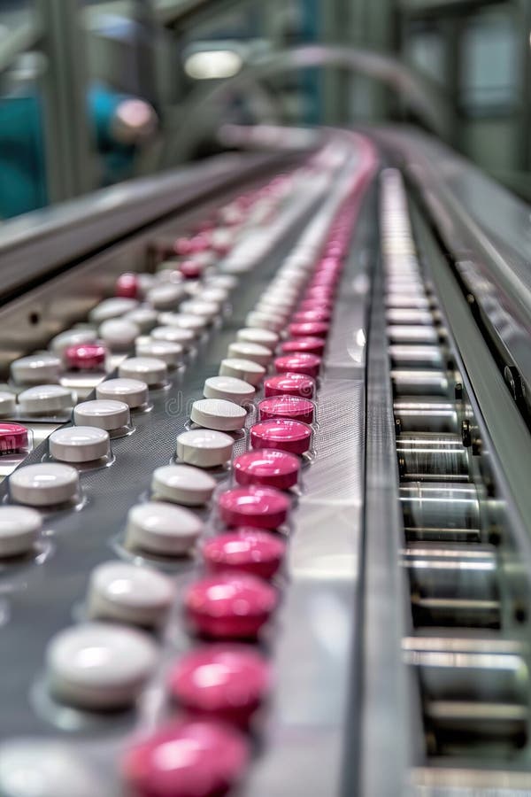 A Detailed View of a Conveyor Belt in a Pharma Factory with Medicine ... A Detailed View of a Conveyor Belt in a Pharma Factory with Medicine ...