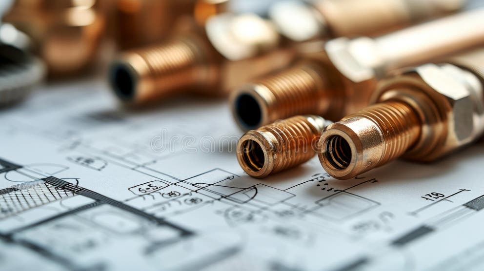 Copper Pipe Connectors on Engineering Blueprint Stock Illustration ...