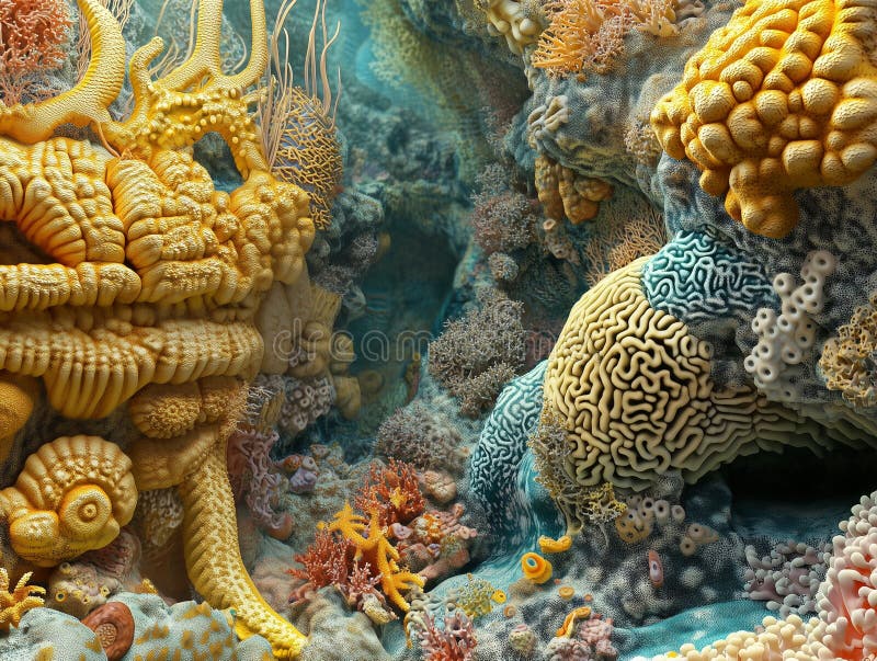 Detailed View of a Coral Reef with Its Complex Structures and Textures ...