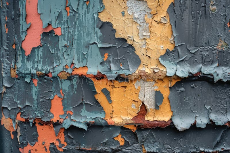 Detailed View of Corroded Metal Wall with Peeling Paint Exposing ...