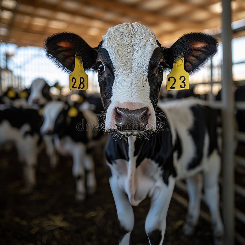 A Detailed View of a Cow Inside a Barn, Emphasizing Its Characteristics ...