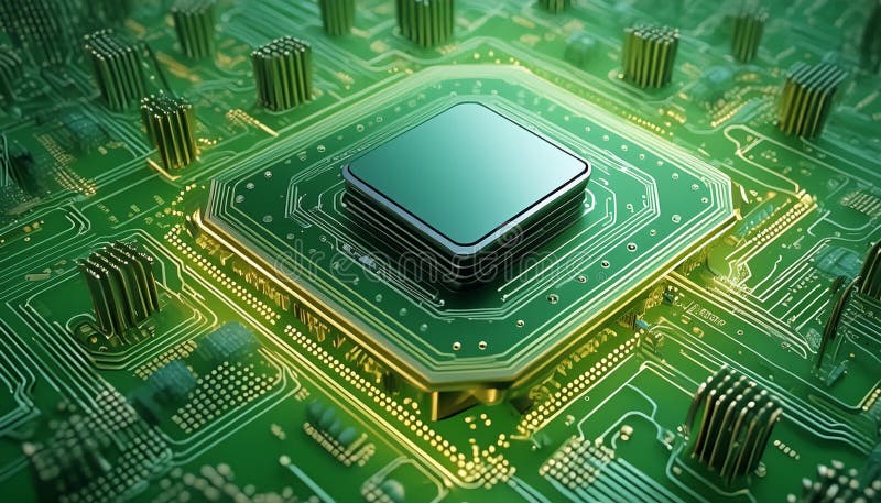 A Detailed View of a CPU on a Green Circuit Board, Symbolizing ...