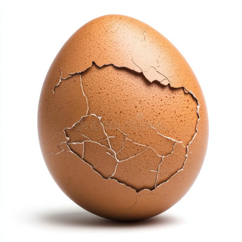 A Detailed View of a Cracked Egg Resting on a Clean White Surface ...