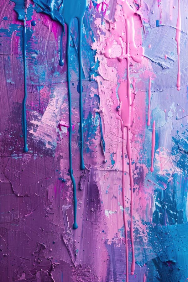 A Detailed View of a Creative Piece Featuring Pink and Blue Paint Stock ...