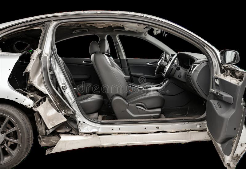 Detailed View of a Damaged Car Interior Showcasing the Front and Rear ...
