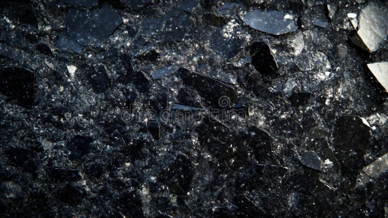 Shattered Ice Texture with Dark Crystals and Reflective Surfaces Stock ...