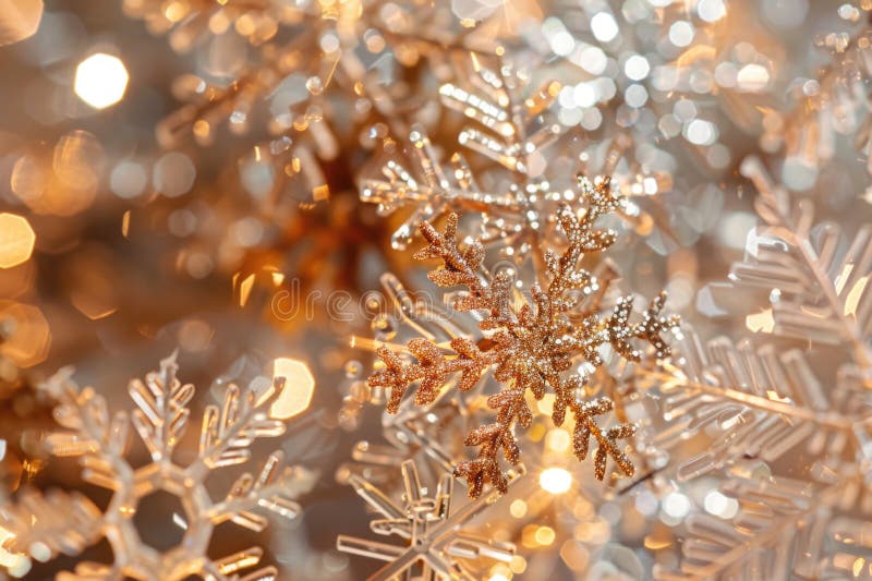 A Detailed View of a Delicate Snowflake Settled on a Tree Branch Stock ...