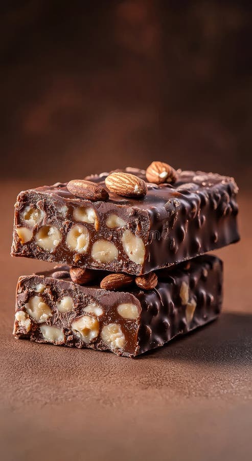 A Detailed View of a Delicious Chocolate Protein Bar Featuring Nuts and ...