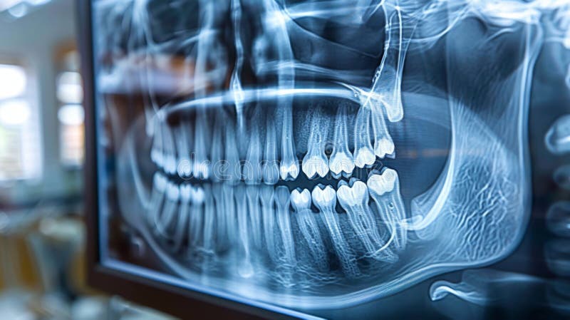 Dental X Ray Showing Detailed View of Teeth Structure and Alignment in ...