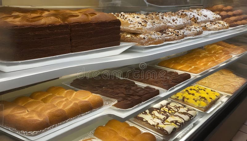 Detailed View of Desserts-in-bakery-case Stock Illustration ...