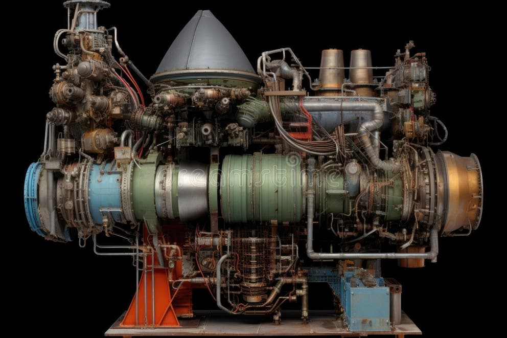 Detailed View of a Disassembled Rocket Engine Stock Illustration ...