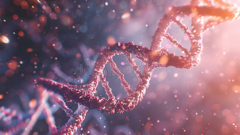 Detailed View of DNA Double Helix Structure with Glowing Highlights ...