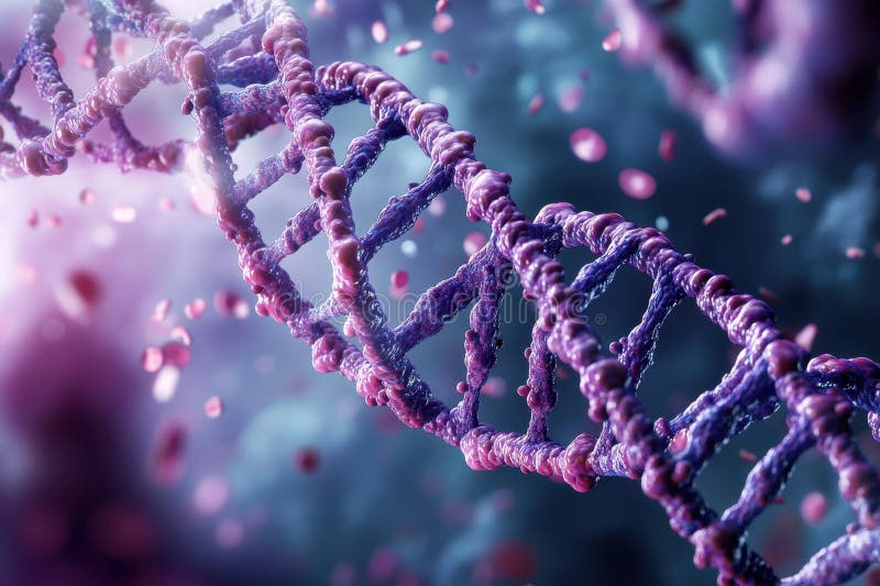 Colorful Representation of DNA Strand with Particles in a Scientific ...