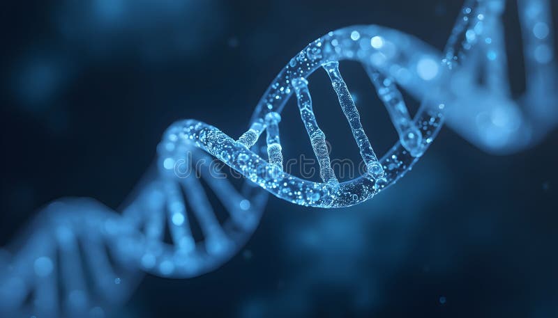 Detailed View of a DNA Helix Structure with Blue and Transparent ...