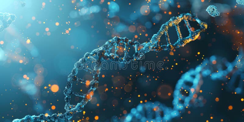 A Detailed View of DNA Structure with Illuminated Particles in the ...