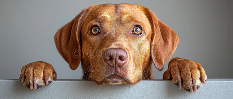 A Detailed View of a Dog Whose Head is on a Table and Paws are Hanging ...