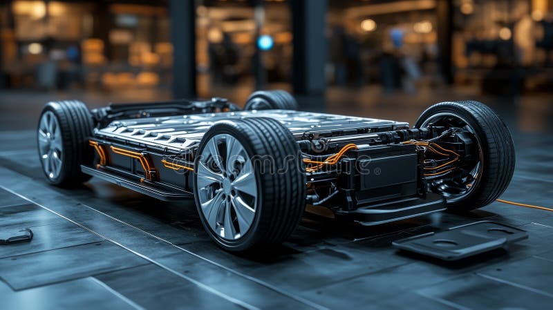 A Detailed View of an Electric Car Chassis Showcasing Battery ...