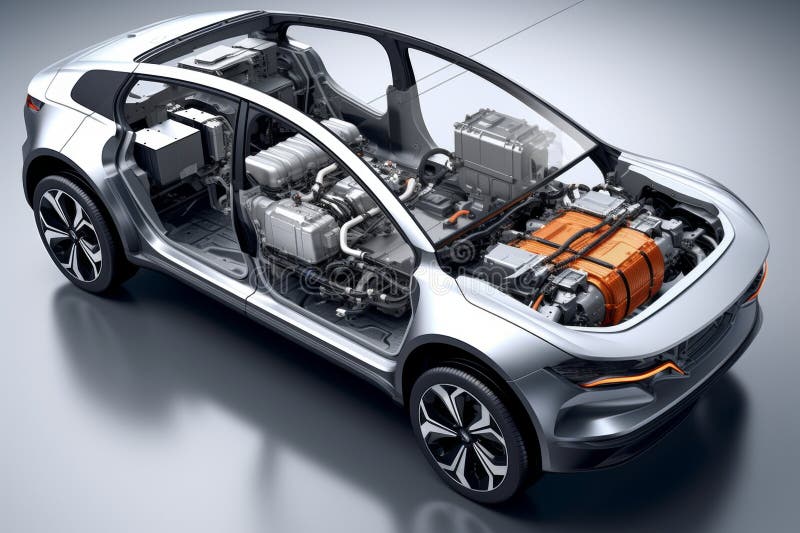 Detailed View of an Electric Vehicle S Interior with Open Battery Pack ...