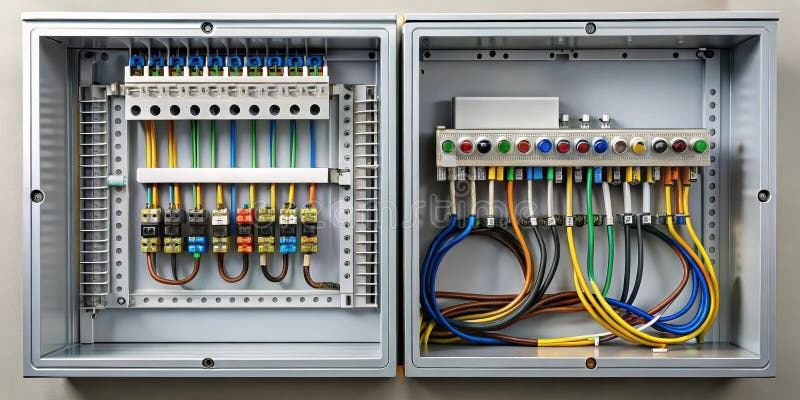 Detailed View of Electrical Wiring and Components Inside a Metal ...