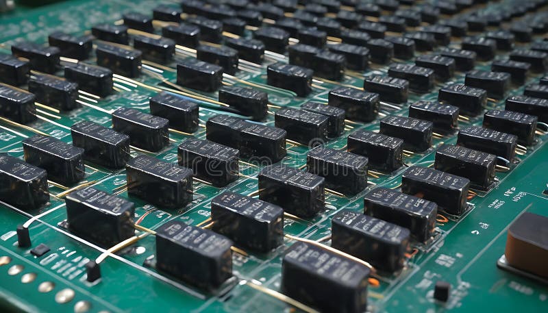 Detailed View of Electronic Circuit Board with Numerous Black ...