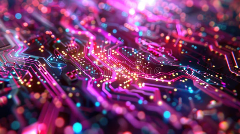 A Detailed View of Electronic Components and Wires on a Computer ...